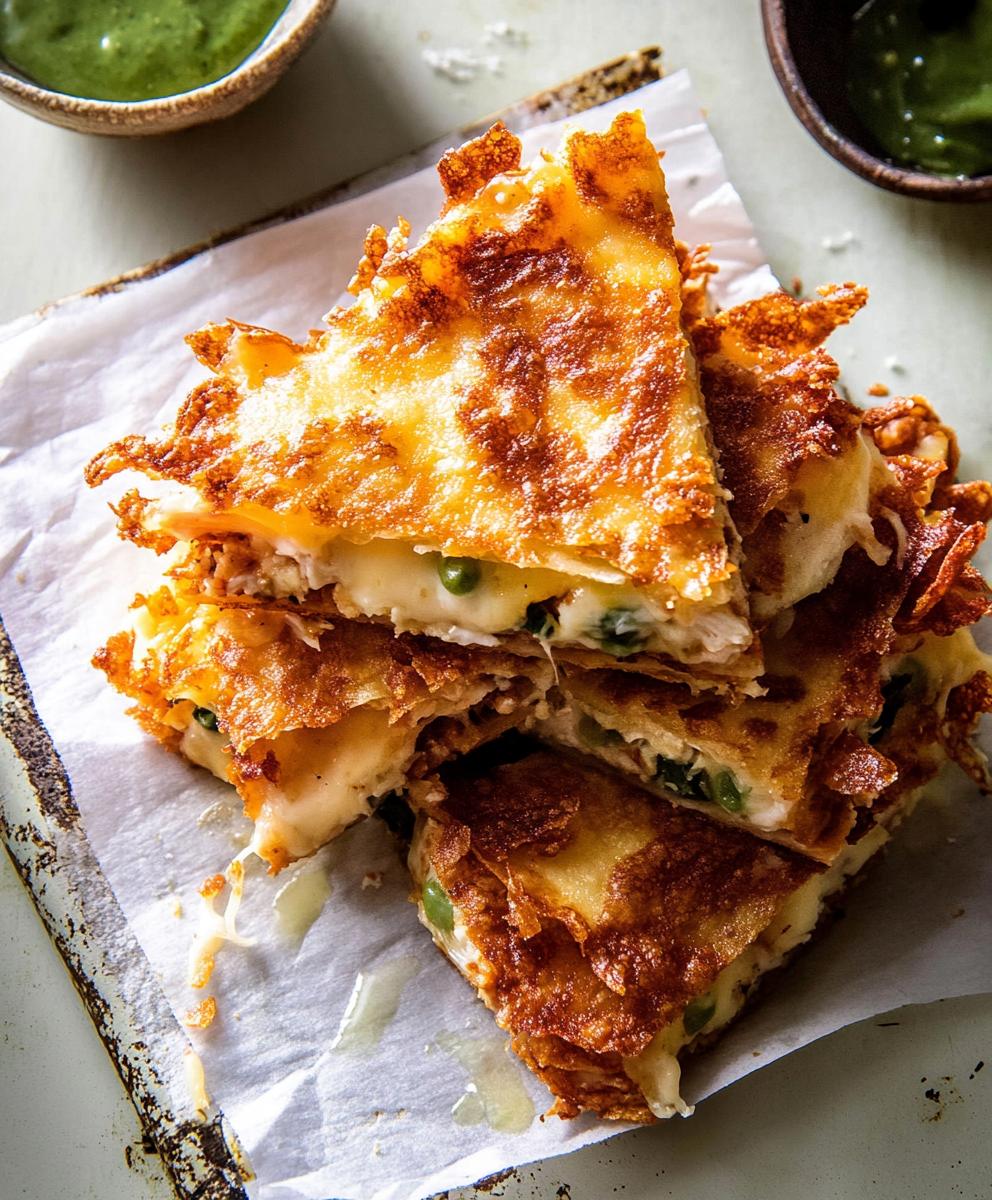 Folded Crispy Cheese And Chicken Wraps Recipe - easyrecipefeed.com