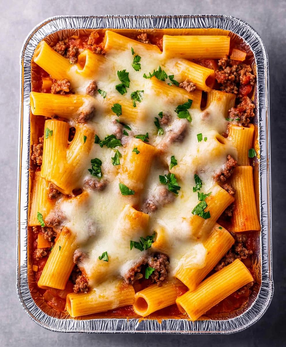 Ground Beef Baked Rigatoni Recipe - easyrecipefeed.com
