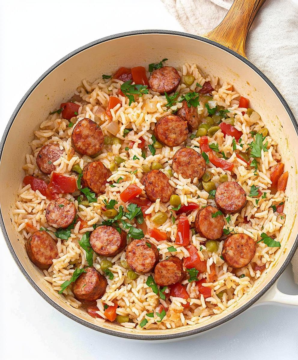 One Pot Smoked Sausage And Rice Recipe - easyrecipefeed.com