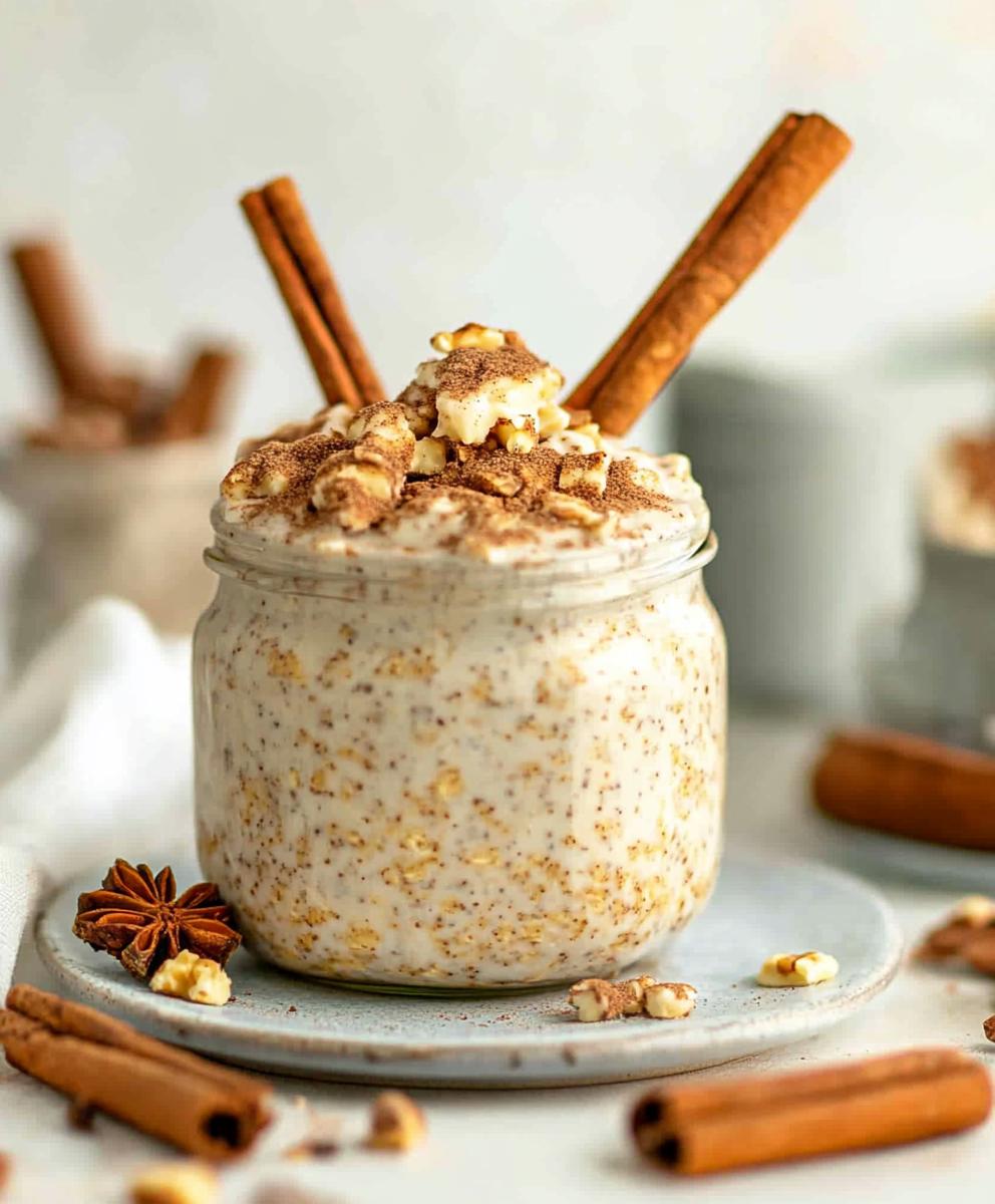 Cinnamon Roll Overnight Oats Recipe - easyrecipefeed.com