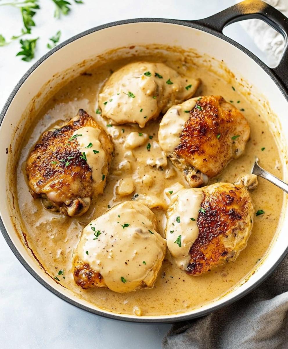Creamy Garlic Smothered Chicken Recipe - easyrecipefeed.com