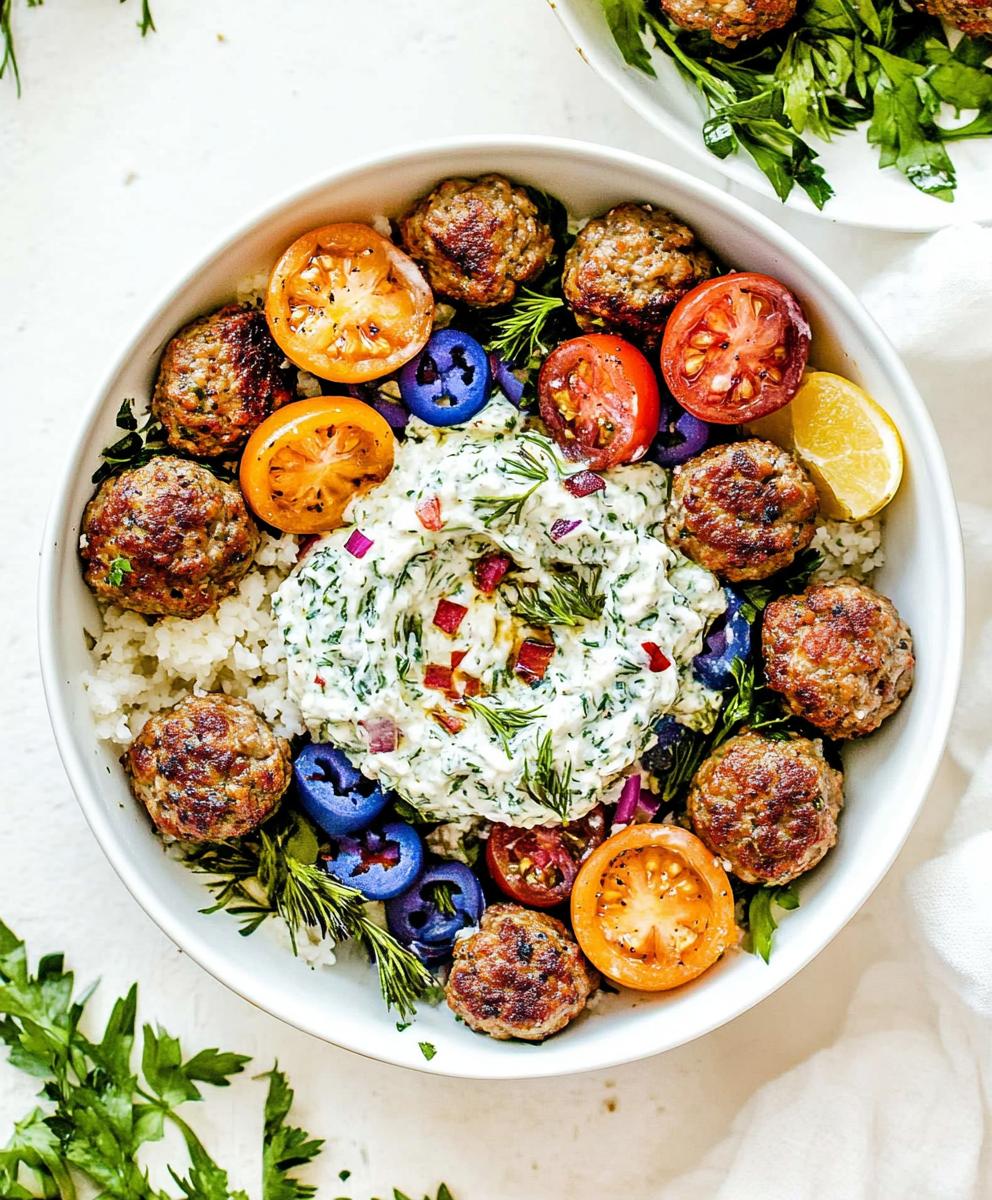 Greek Turkey Meatballs With Tzatziki Recipe - easyrecipefeed.com