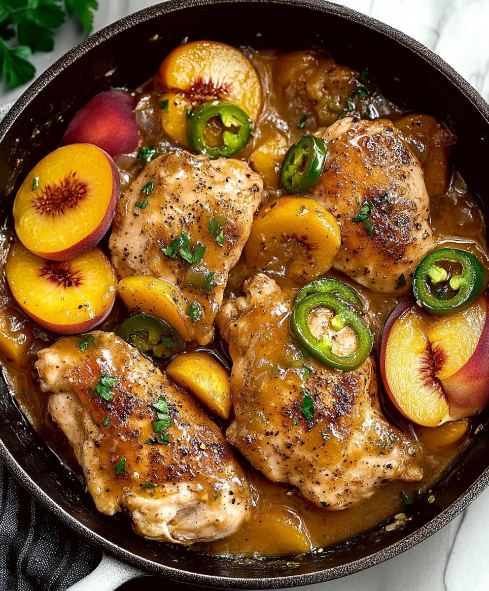 Jalapeno Peach Chicken Recipe - easyrecipefeed.com